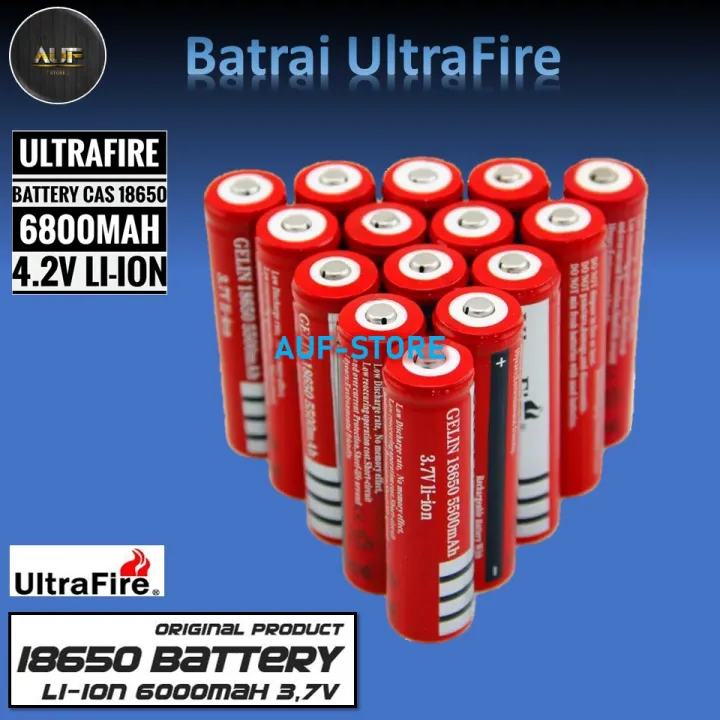 Baterai 18650 Button Top Rechare Cas UltraFire Senter LED Laser/ BATRAI ...