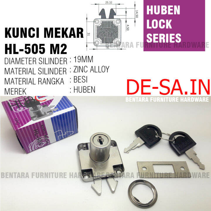 Huben Lock HL-505 M2 Kunci Mekar Lemari Geser - Sliding Wardrobe Lock ...