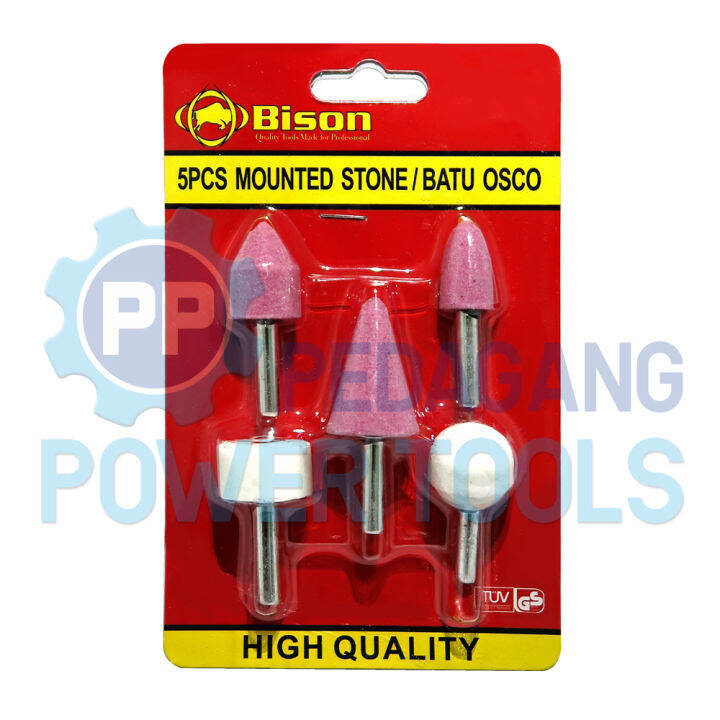 BISON 5 PCS SET BATU OSCO MATA BOR BATU GERINDA BOTOL MOUNTED STONE ...