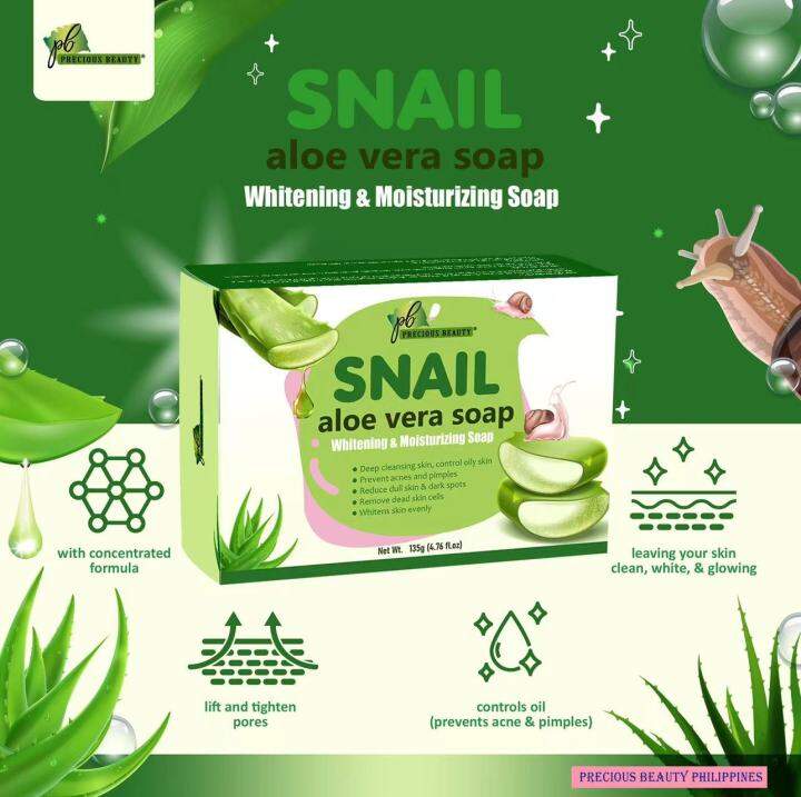 Precious Beauty Snail Aloe Vera Whitening & Moisturizing Soap 135g ...