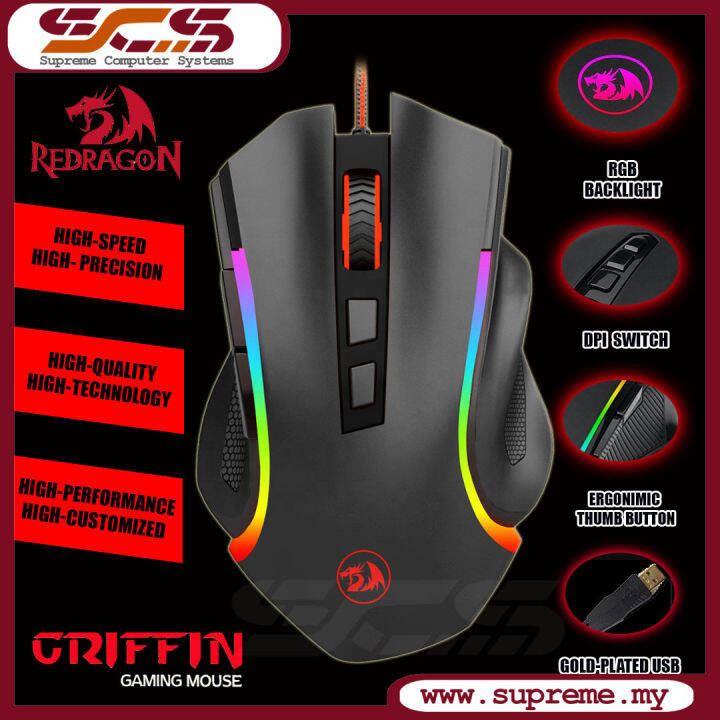 Redragon M607 Griffin 7200 DPI RGB Gaming Mouse | Lazada