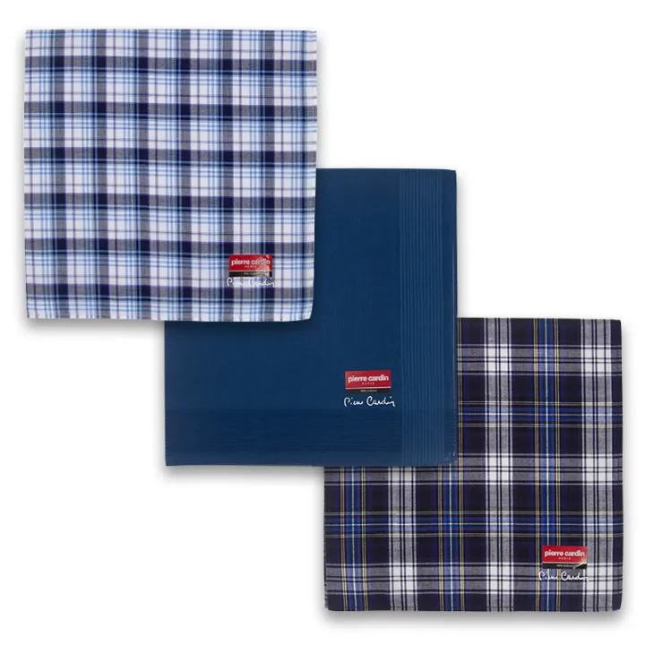 Pierre Cardin Handkerchief Tartan Checkered Pattern Combination Plain ...