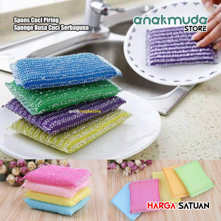 Spons Cuci Piring Sponge Busa Cuci Serbaguna Warna Warni Sponge Busa ...