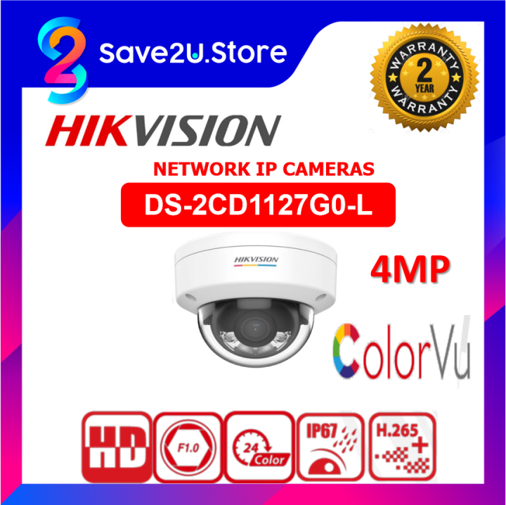 HIKVISION DS-2CD1127G0-L 2 MP ColorVu Fixed Dome Network Camera | Lazada