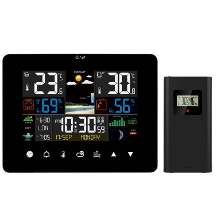 Weather Station with Touch Screen Wall Clock Temperature Humidity Meter ...