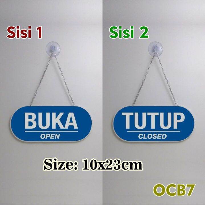 Open Close Sign Label Gantung Buka Tutup Pintu Toko Oval Signage ...
