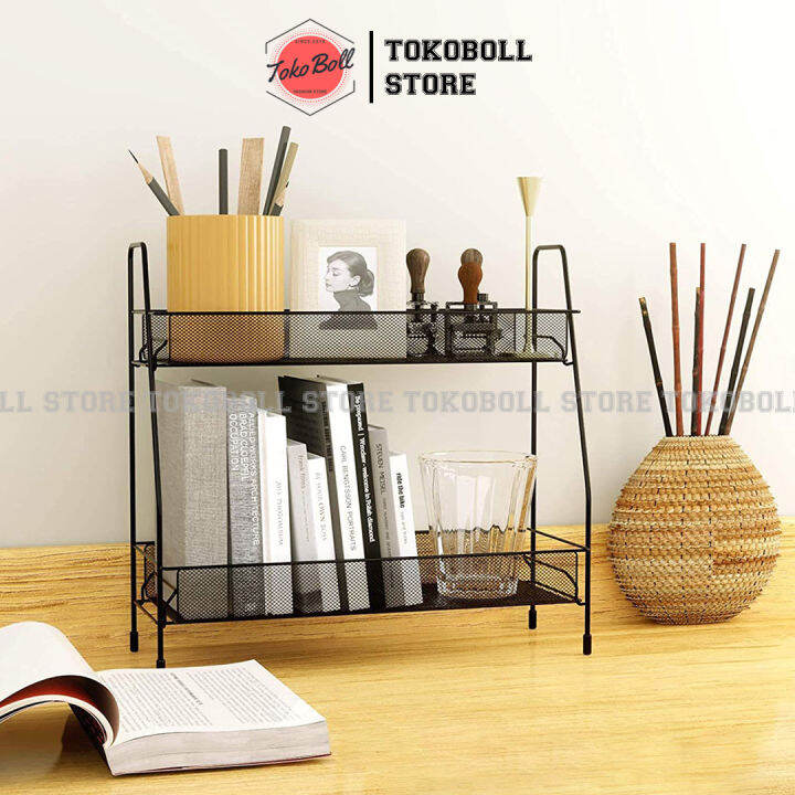 Rak Stationery Buku dokumen Besi 2 Susun Tempat Alat Tulis Meja Kantor | Lazada Indonesia