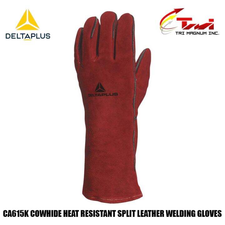 Delta Plus CA615K Cowhide Heat Resistant Split Leather Welder's Glove ...