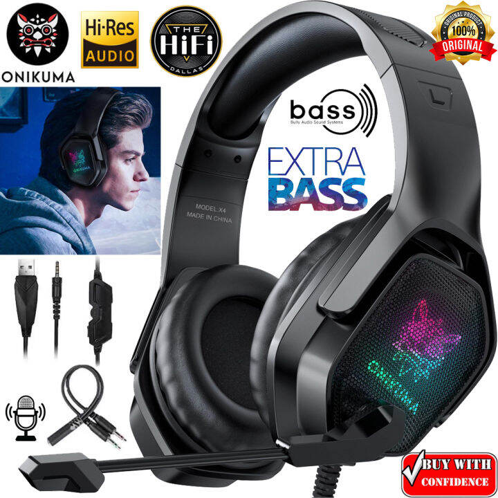 ONIKUMA X4 Game Headphone RGB Wired Gaming Headset 9D HiFi Bass Stereo ...