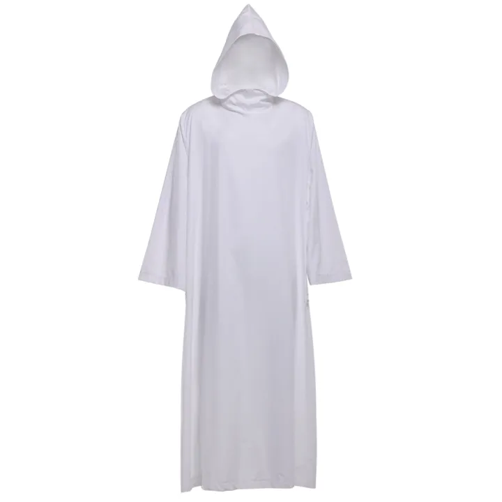 ☑ Mass White Alb Catholic Priest Vestments Solid Clergy Hooded Robe For ...