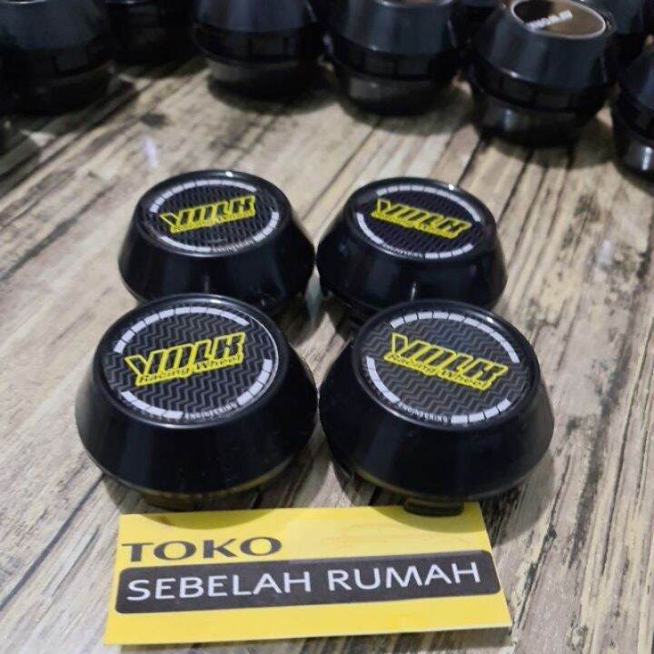 dop velg dop center velg racing variasi kerucut 6,5cm VOLK kuning hitam ...