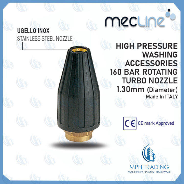 Mecline by Tecomec 160 Bar Rotating Turbo Nozzle 1.30mm Stainless Steel ...