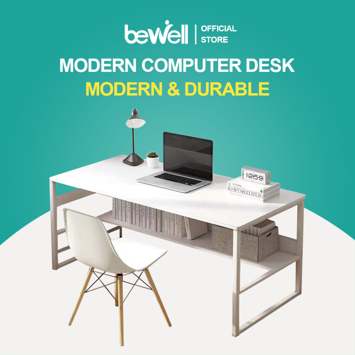 Bewell Modern Study Desk Computer Desk Office Table For Home Bedroom Living Room | Lazada PH