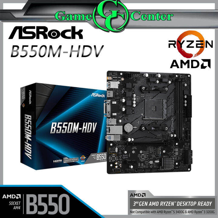 ASRock B550M-HDV AMD Socket Supports AMD AM4 Socket Ryzen AMD B550 ...