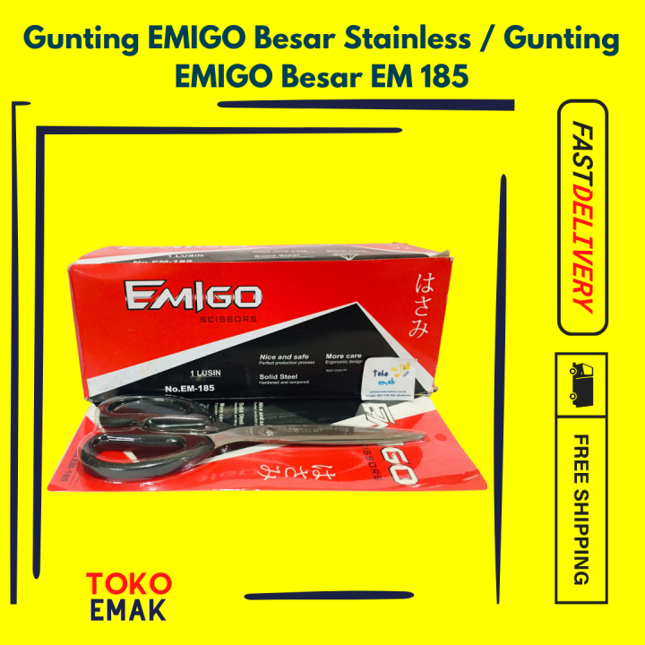Gunting EMIGO Besar Stainless / Gunting EMIGO Besar EM 185 | Lazada ...