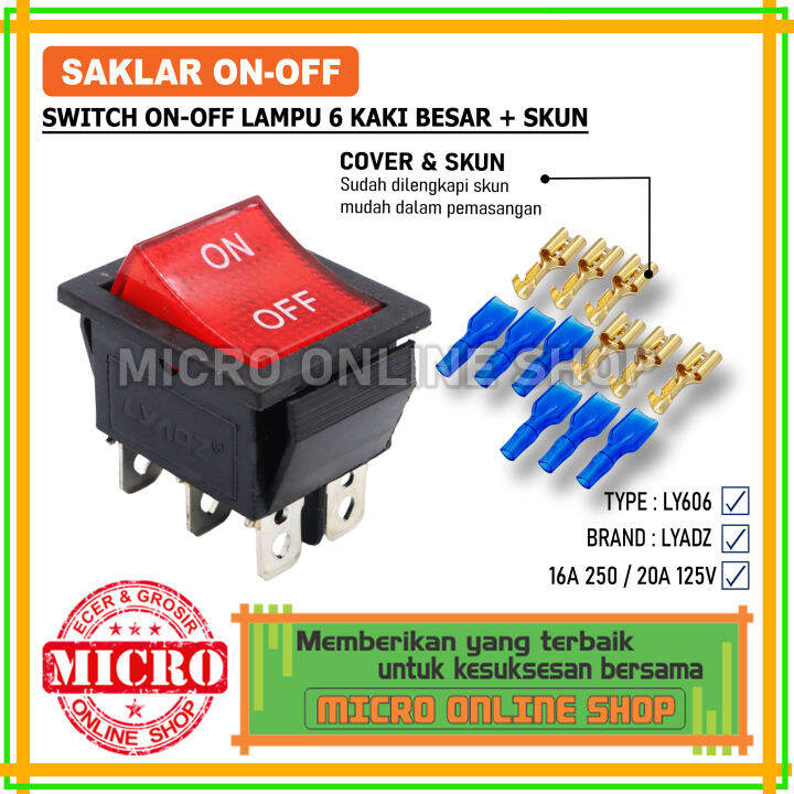 Saklar On-Off Lampu 6 Kaki Besar + Skun / Switch On-Off Lampu 6 Pin | Lazada Indonesia