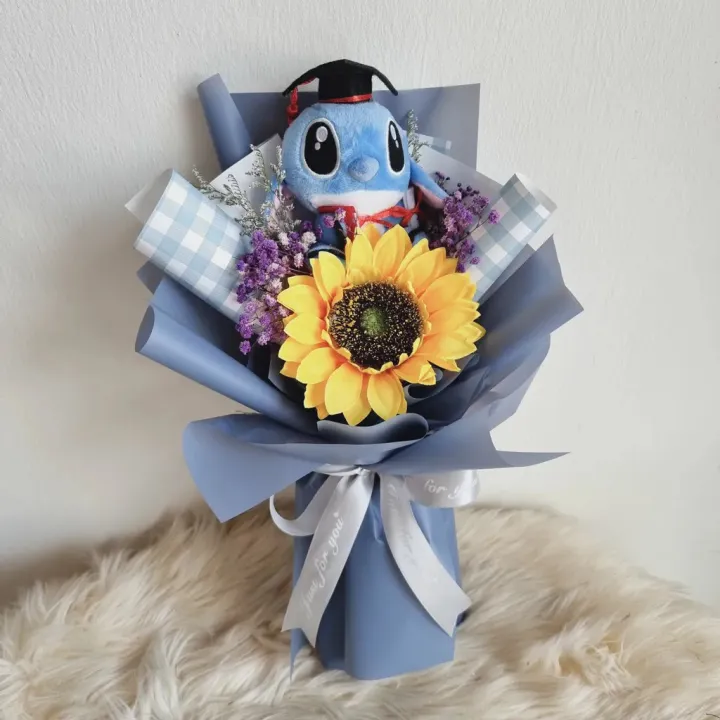 🔥SHIP OUT 48HRS🔥 Convo Bear Stitch Bouquet Artificial Sunflower Flower ...