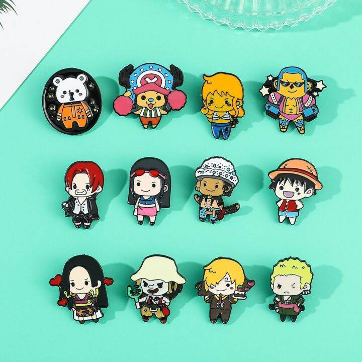 Anime One Piece Enamel Pins Monkey D. Luffy Roronoa Zoro Nami Sanji ...