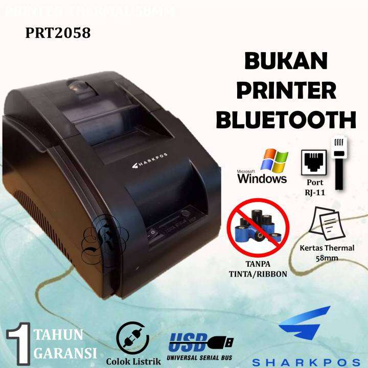 Sharkpos PRT2058D Bukan Printer Bluetooth 58mm Mini Printer Thermal USB ...