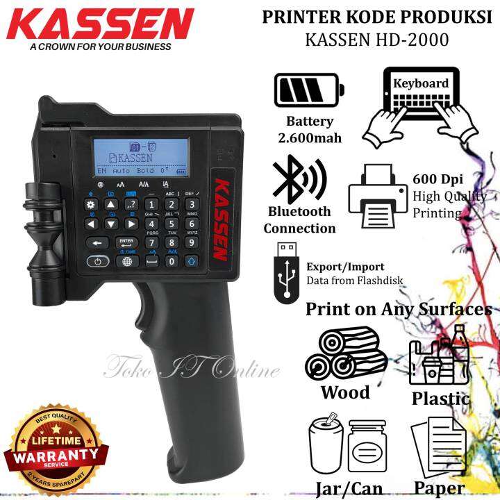 Ink Jet Printer Kassen HK200 Cetak Tanggal Expired Produk HD2000 HD 2000 HD-2000 Mesin Pencetak ...