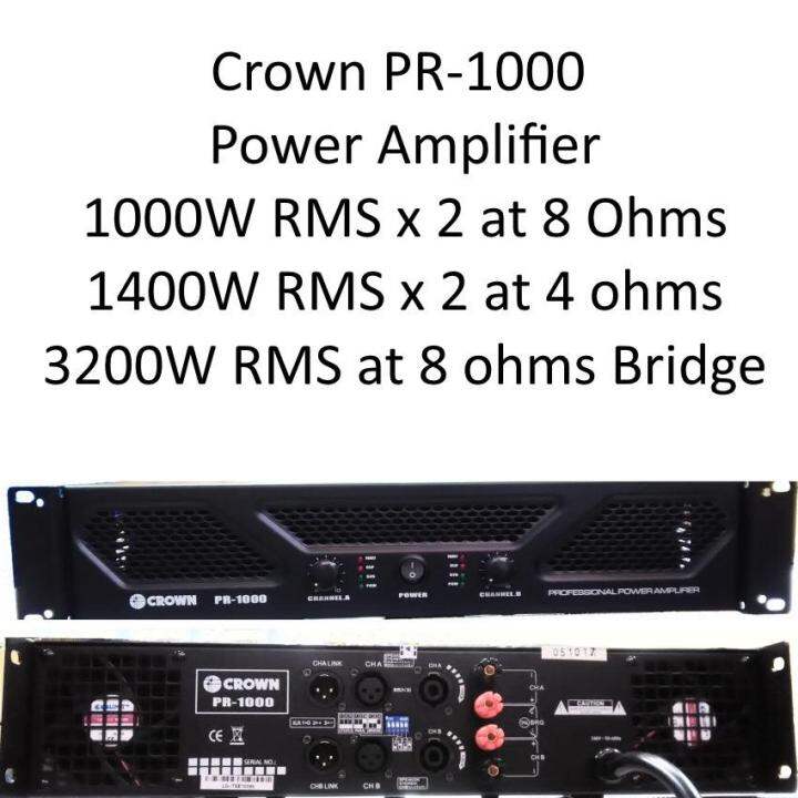 Crown PR-1000 1000W X 2 RMS Power Amplifier | Lazada PH