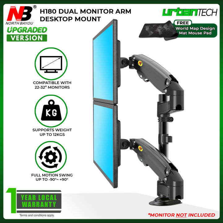 NORTH BAYOU NB H160 H180 Dual Arm Double Monitor Holder Desktop Mount ...
