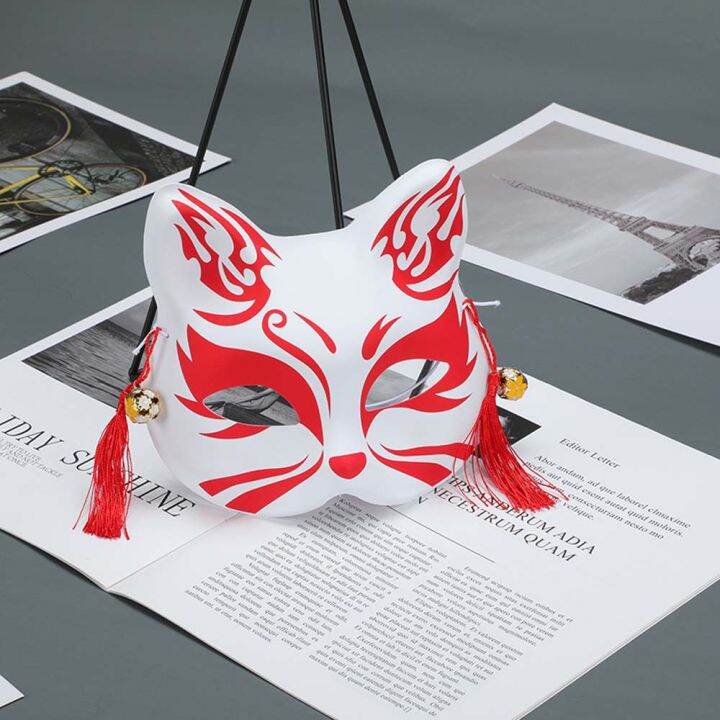 Topeng Anbu Kucing Setengah Wajah Demon Slayer Fox Mask Kabuki Kitsune ...