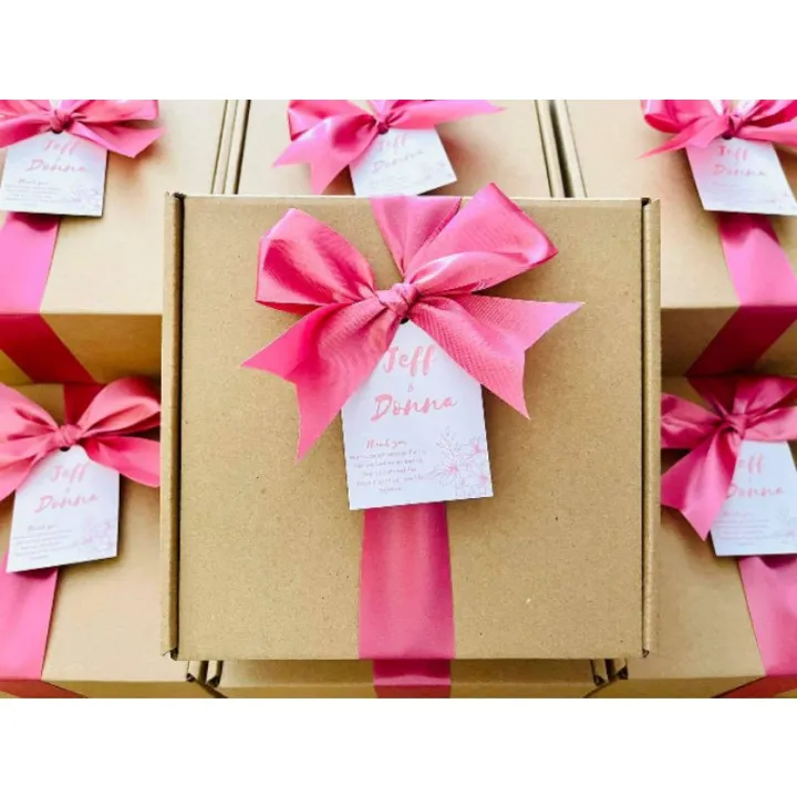 Kraft Mailer Box with Fillers, Ribbon and Gift Tag 7x5x2, 7x7x3, 11x8x3 ...