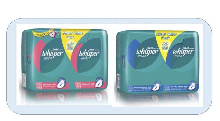WHISPER Regular Flow Wing 2 x 20's/ Heavy Flow Wing 2 x 16's | Lazada