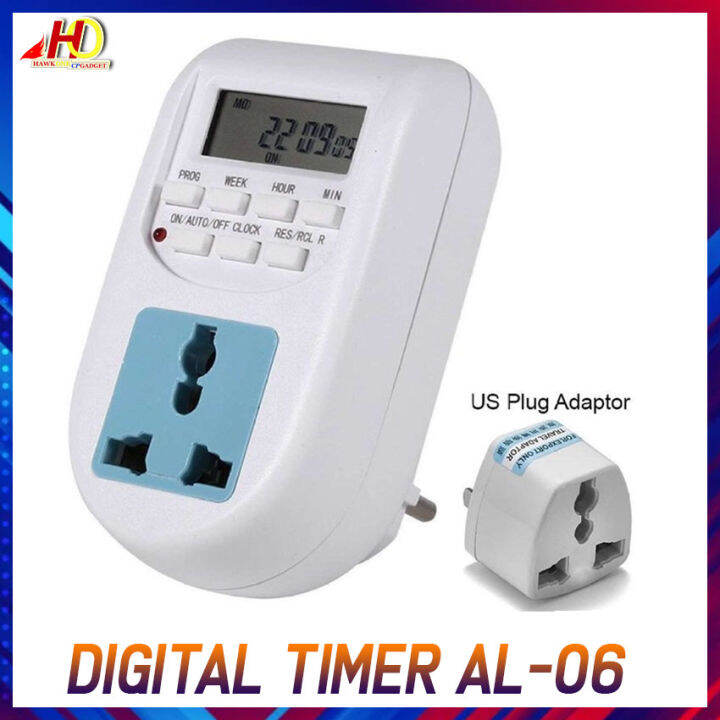Digital Timer AL-06 Electronic Digital Mains EU/US Plug In Timer Switch ...