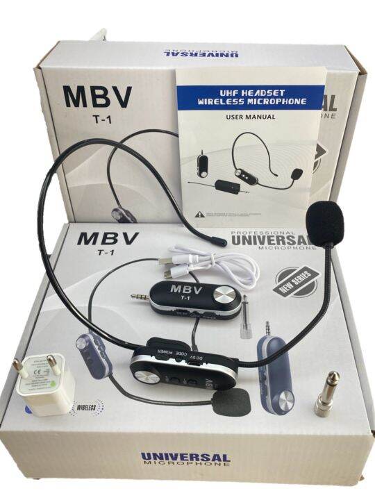 ไมค์ลอยครอบหัว ไร้สาย Live สด MBV T-1 WIRELESS Microphone ไมค์สัมภาษณ์ ไมค์บันทึกเสียง ไมค์อัด ...