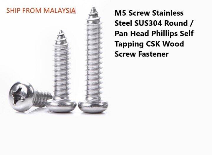 GOOD ǀ M5 Screw Stainless Steel SUS304 Round / Pan Head Phillips Self ...