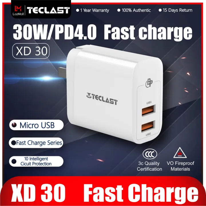 TECLAST XD30 5V/5A 30w QC4.0 Super Fast charge Travel Charger USB Power Adapter USB+ Type-C Dual ...
