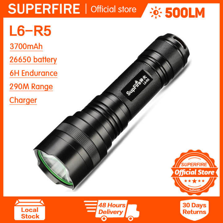 Superfire L6-R5 LED 8W Đèn pin ánh sáng mạnh đèn pin chống nước ngoài trời | Lazada.vn
