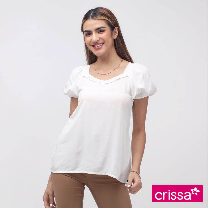 Crissa Woven Plain Rayon Short Sleeves Blouse CST18-0591 | Lazada PH