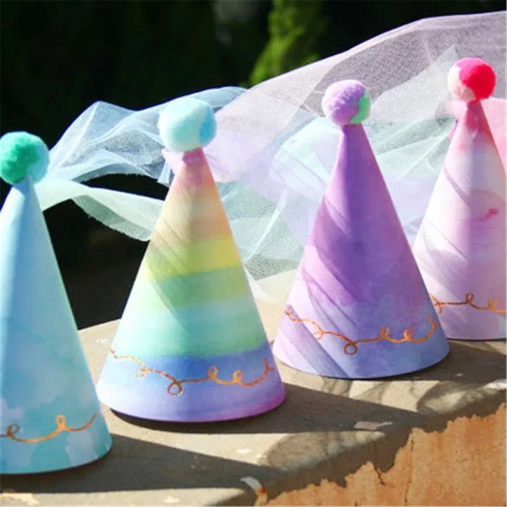 MINISTER ANOXIA22IA0 Handmade Happy DIY Cute Rainbow Birthday Veil Caps ...