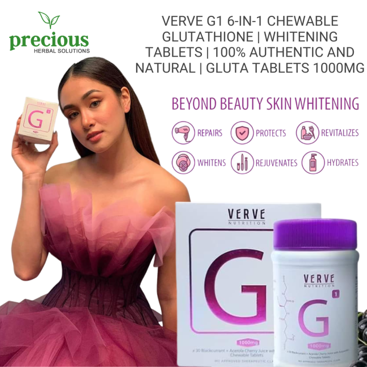 Verve G1 6-in-1 Chewable Glutathione | Whitening Tablets | 100% ...