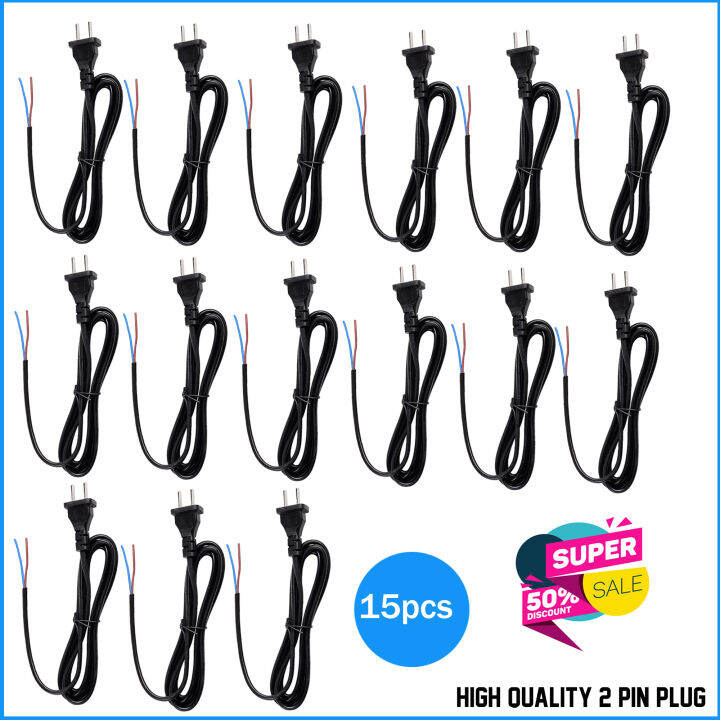 2 Pin Plug / Wire Replacement Power Cord Heavy Duty Power Supply Cable ...