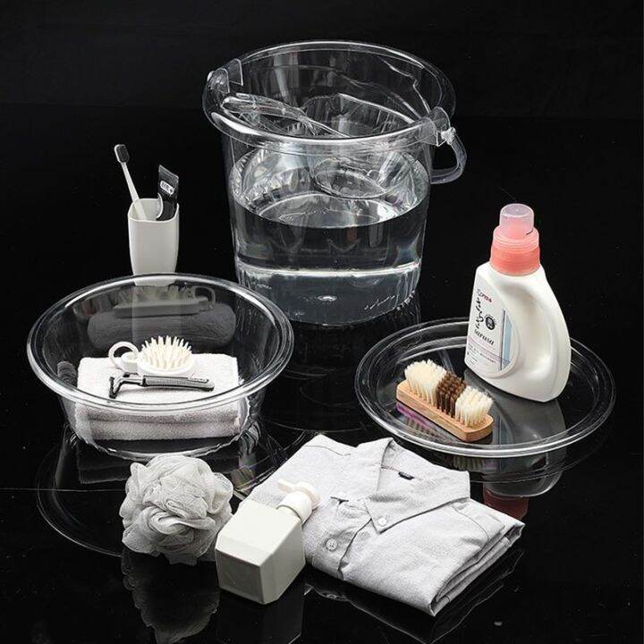 Clear hand bucket laundry bucket Thick Transparent Timba Tabo Basin Set Bucket Dipper Home ...