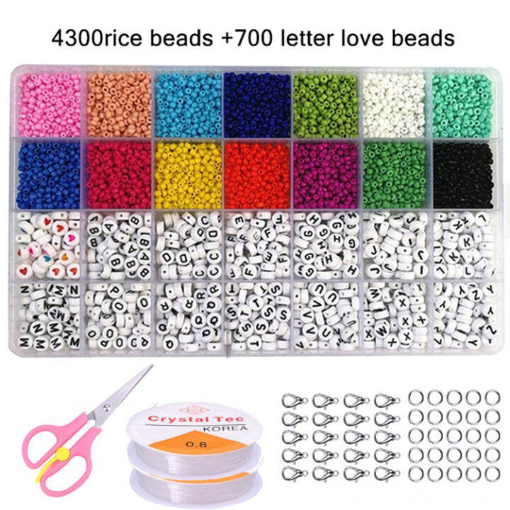 5000Pcs Beads Kit WITH LOCKS, 3mm Glass Seed Beads, Alphabet Letter ...