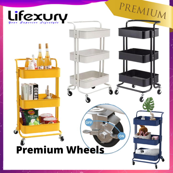 READY STOCK Multifunction 3 Tier Trolley Trolly Storage Racks Office ...