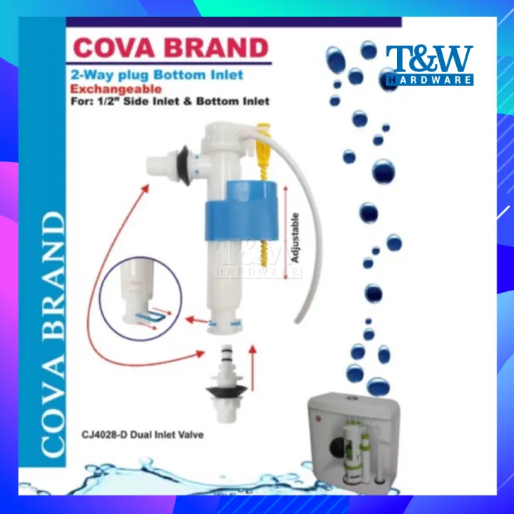 COVA Heavy Duty Pvc Inlet Float Valve 2in1 / 2 Way Plug Bottom Inlet ...