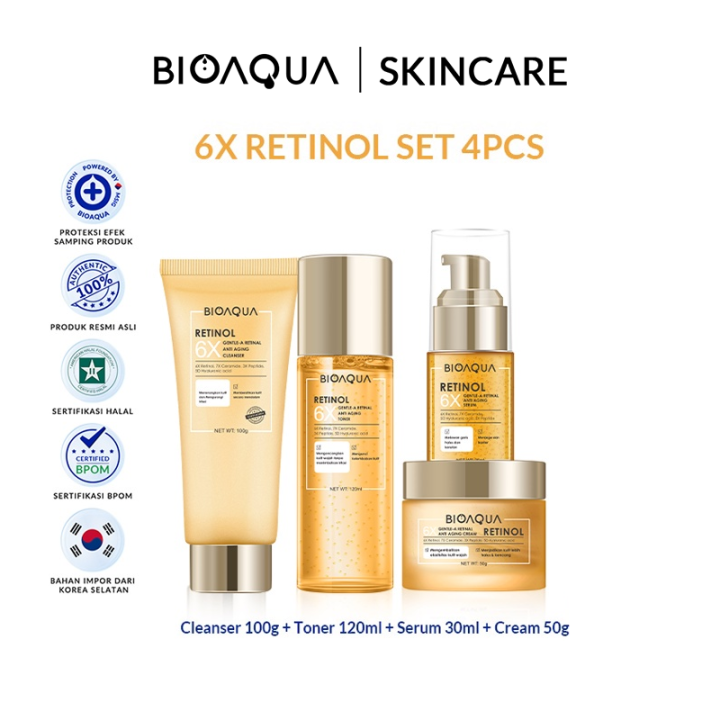 BIOAQUA 6X Gentle-A Retinol Anti Aging Paket Skincare Set Retinol Cream ...
