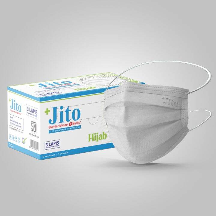 JITO Masker Medis 3 Ply Hijab Putih - Box isi 50 pcs | Lazada Indonesia