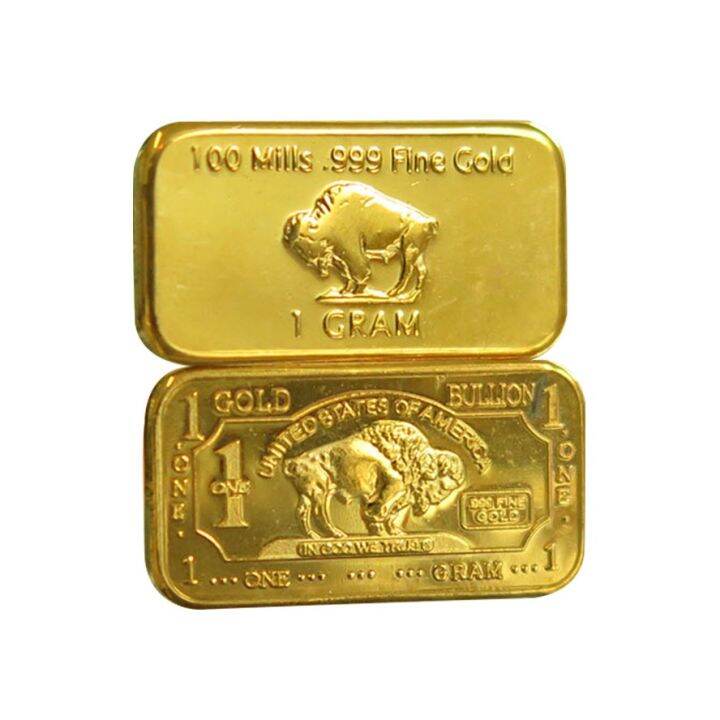 1 gram USA American Buffalo 100 Mills .999 Fine Gold Plated Bar 1g | Lazada
