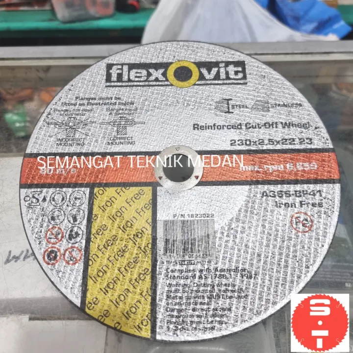 BATU MATA GERINDA POTONG BESI CUTTING WHEEL 230mm 9" X 2,5mm FLEXOVIT ...