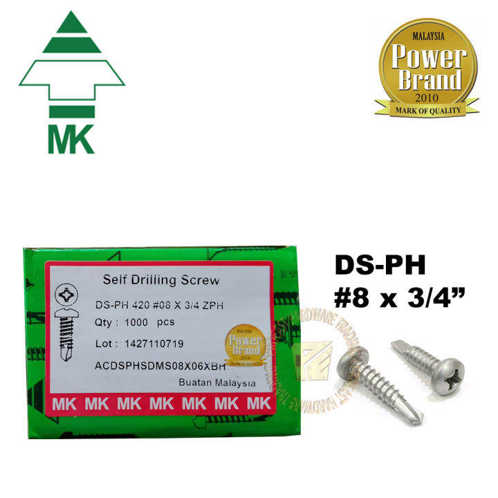 MK DS-PH 420 #8 x 3 / 4" ZPH 1000pcs / box Self Drilling Screw | Lazada