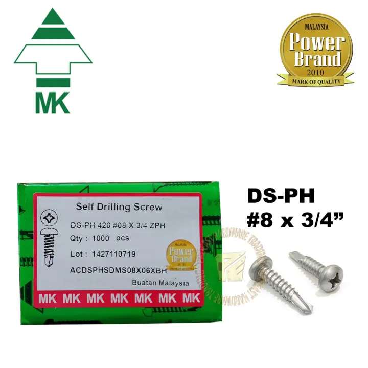 MK DS-PH 420 #8 x 3/4" ZPH 1000pcs / box Self Drilling Screw | Lazada