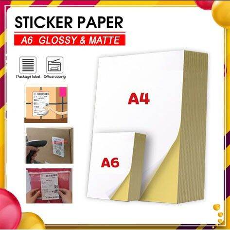 (20 | 100 pcs) Printable Inject Sticker paper Matte, Glossy & Kraft A6 | 90gsm | Lazada PH