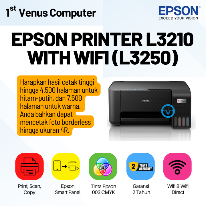 EPSON PRINTER L3210 WITH WIFI (L3250) / PRINTER EPSON L3210 WITH WIFI (L3250) | Lazada Indonesia